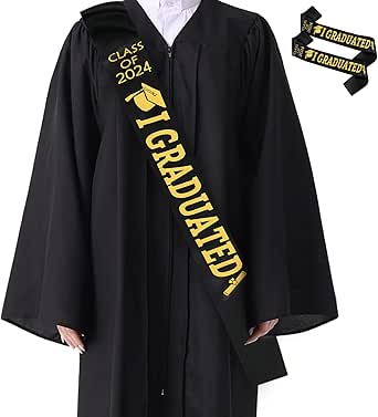T Tersely 2 Pack Graduation Black Gold Graduated Sash - Perfect Dress ...