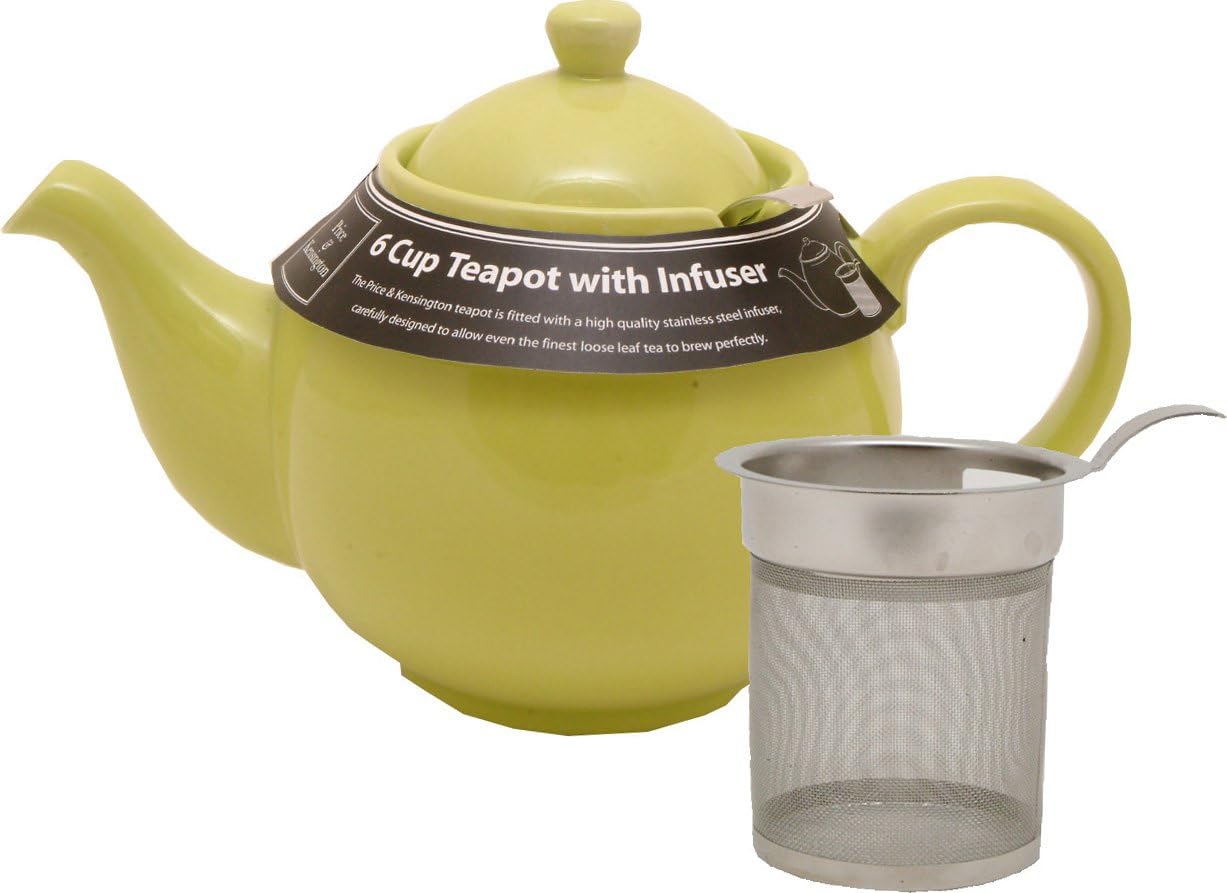 Amazon.com | Bright Green Ceramic Teapot & Infuser Loose Tea Leaf ...