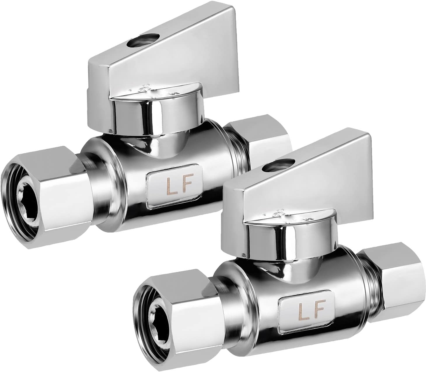 Pronese 2 Pack Lead-Free Chrome Brass 3/8" Comp Female Swivel x 1/4 ...