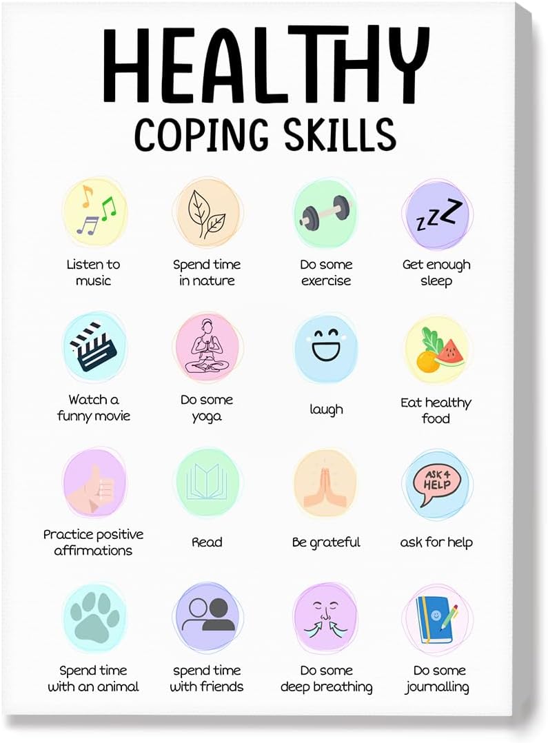 Amazon.com: OTINGQD Healthy Coping Skills Poster Canvas Wall Art ...