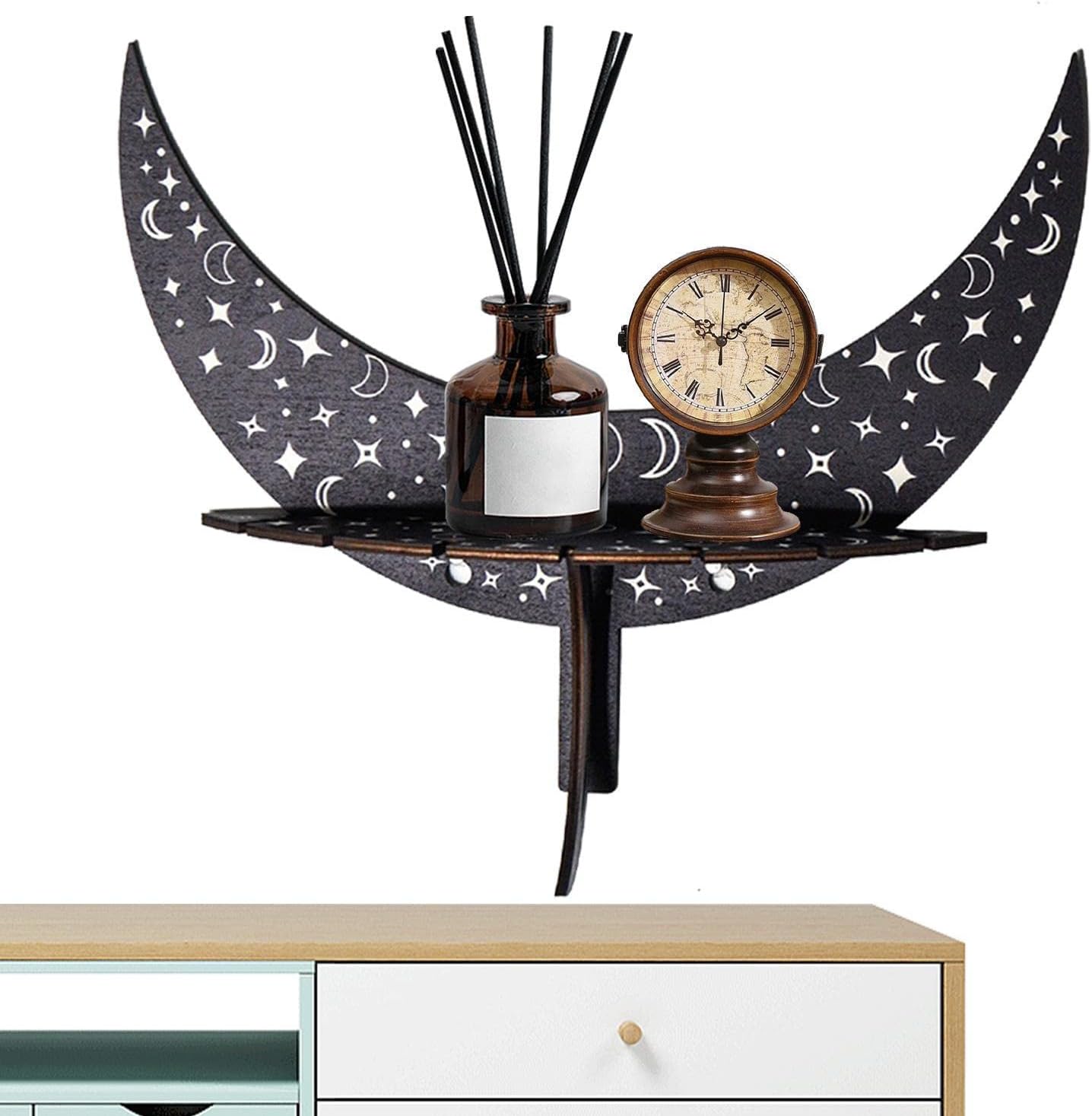 Amazon.com: ISCORK Floating Wall Moon Shelves | Wooden Floating Shelf ...