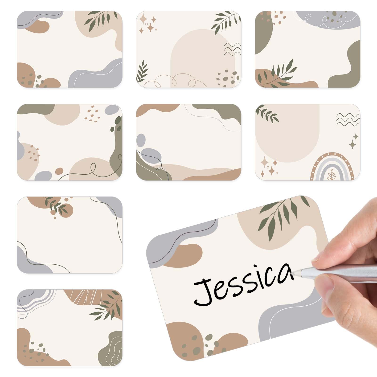 JarThenaAMCS 160Pcs Boho Name Tag Stickers Abstract Plants Blank ...