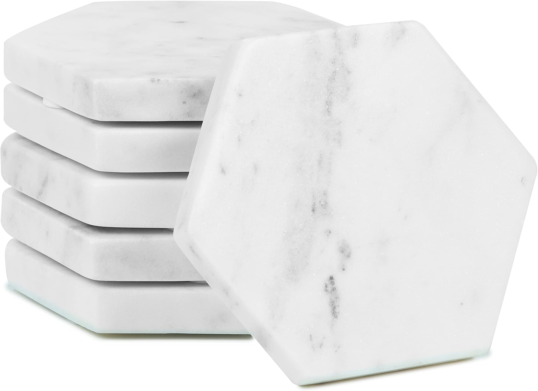 Amazon.com | Elegant White Marble Coasters Set of 4 – Absorbent Square ...