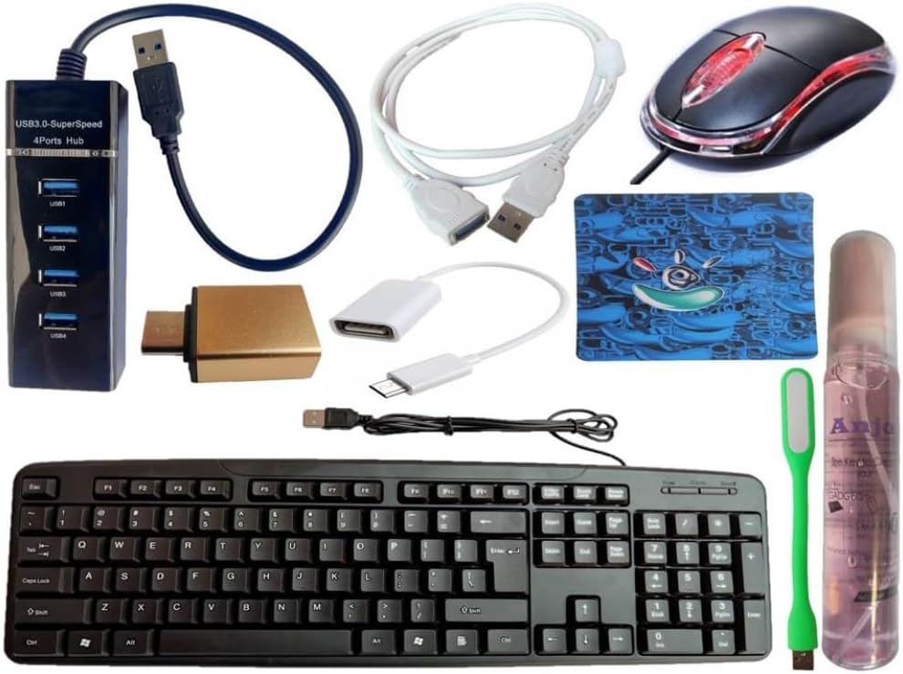 Amazon.in: Buy Anjo 6 in 1 Combo of Wired Keyboard, Wired Mouse, Mouse ...