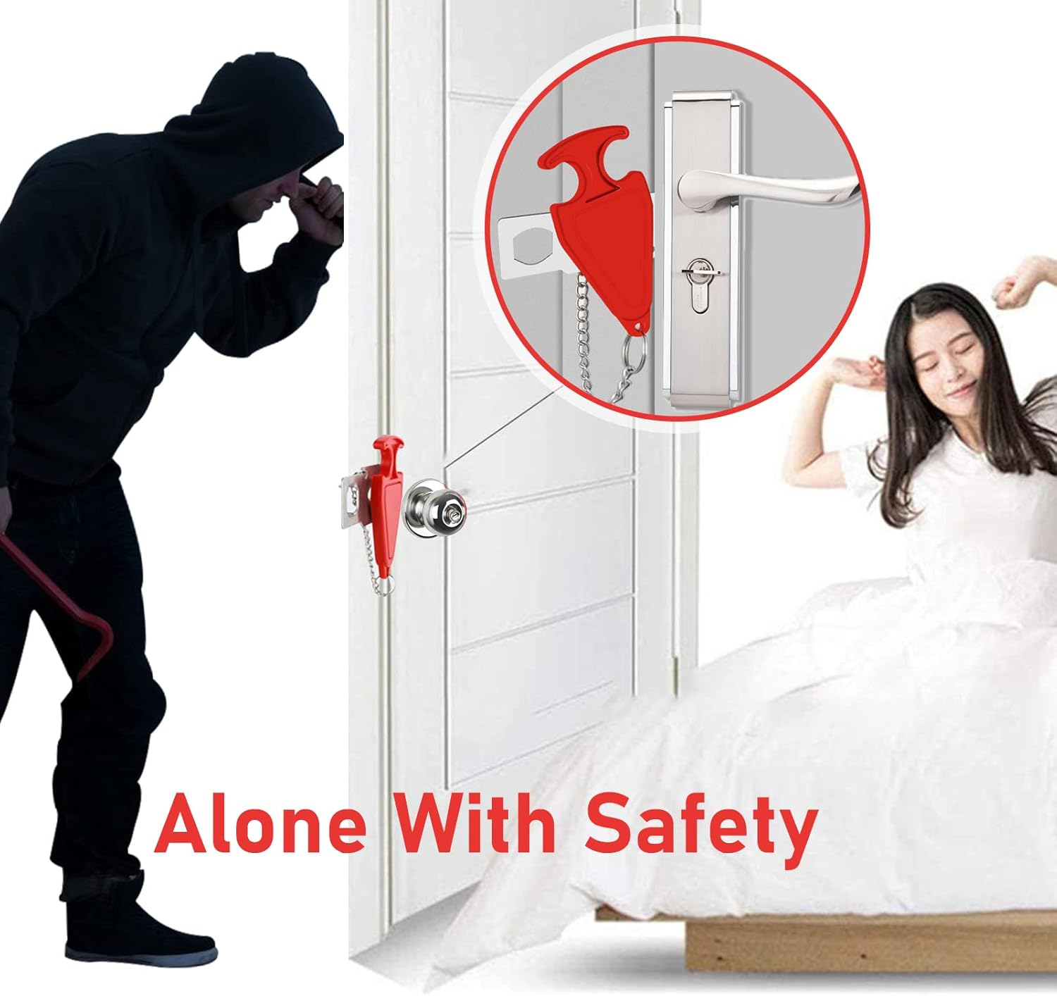 Buy Portable Door Lock Defender Security Door Lock, Universal L-Shaped ...