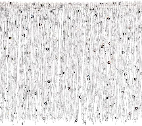 sourcing map 1 Yard of 15cm/6" Sequin Fringe Trim Sparkling DIY Fringe ...