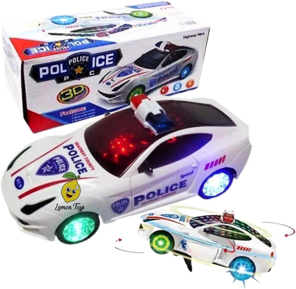 Lemon Toys ™ Police Car for Kids:360 Rotating,Bump and Go Cop Car ...
