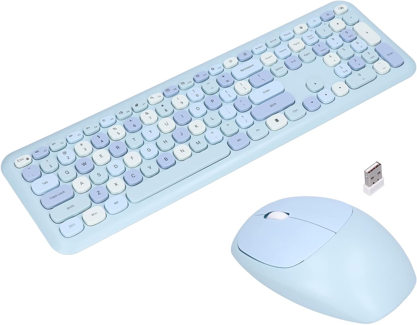 Topiky Wireless Keyboard and Mouse Combo, 2.4G Retro Multi Color with ...