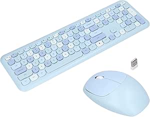 Topiky Wireless Keyboard and Mouse Combo, 2.4G Retro Multi Color with ...