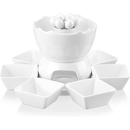 Amazon.com: [Bigger and Improved] Zen Kitchen Fondue Pot Set, Glazed ...