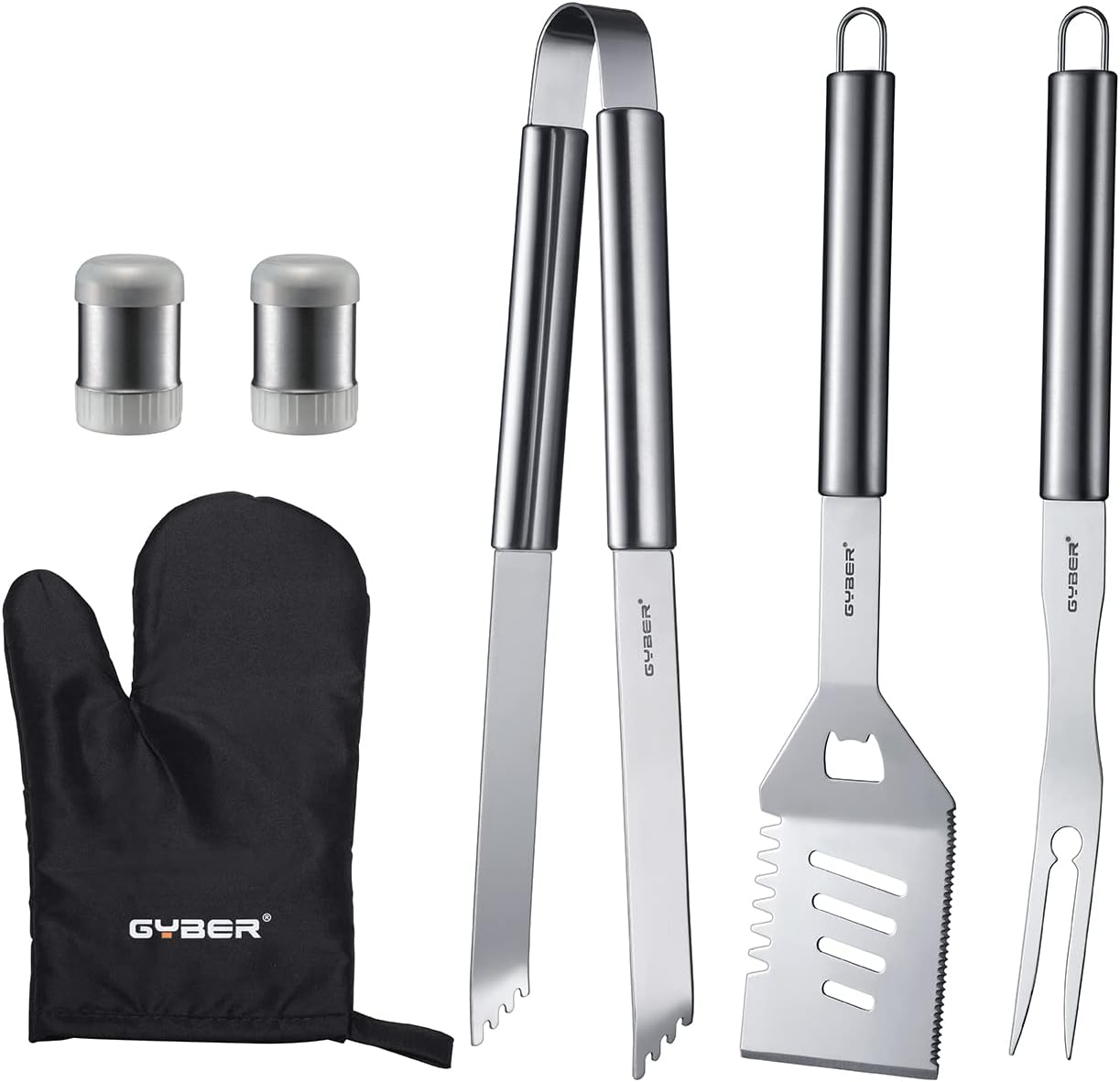 Amazon.com : GYBER 6-Piece BBQ Grill Tool Set, Stainless Steel Spatula ...