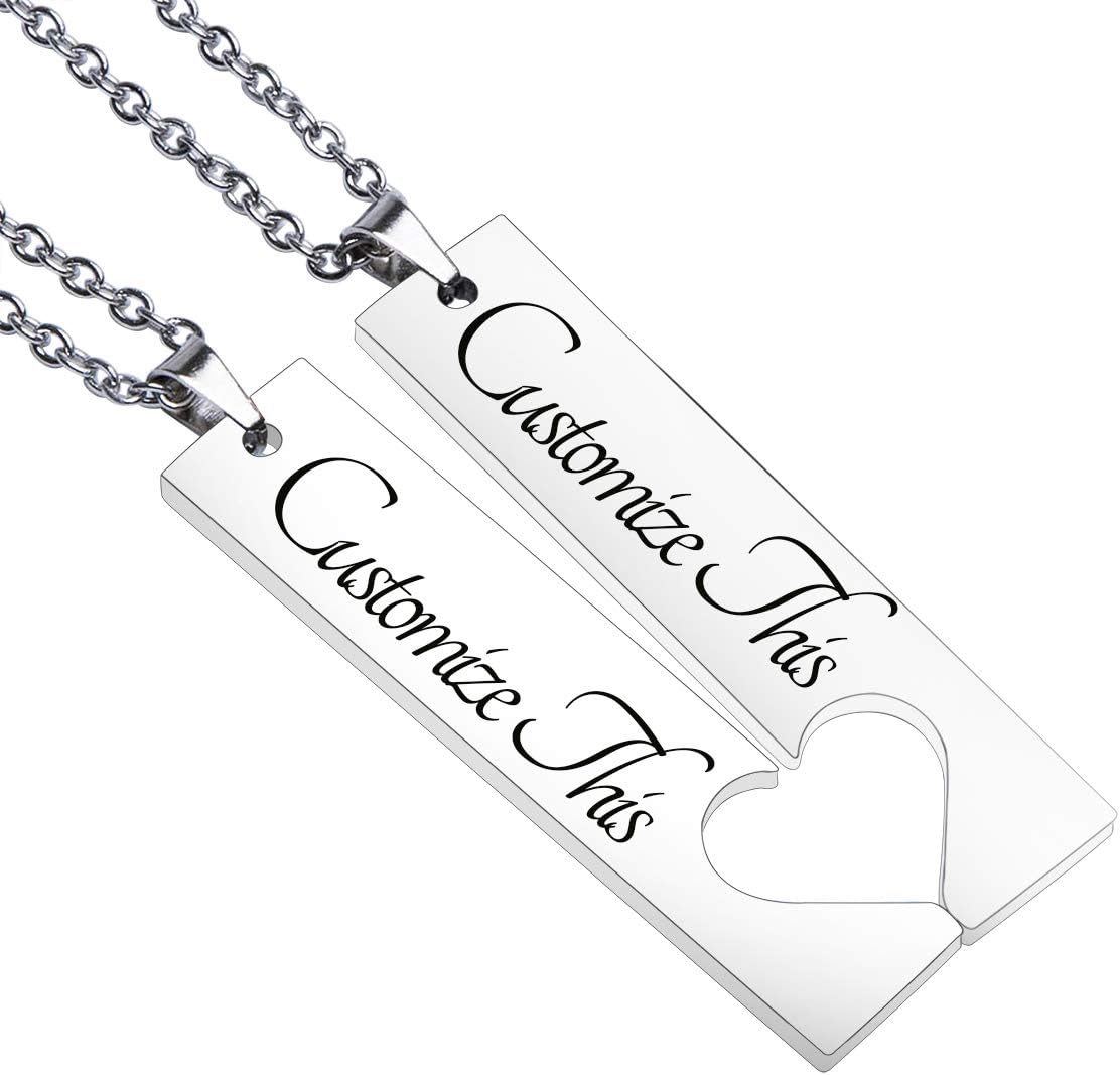 Amazon.com: Fanery Sue 2PC Personalized Name Necklace Custom Engraved ...