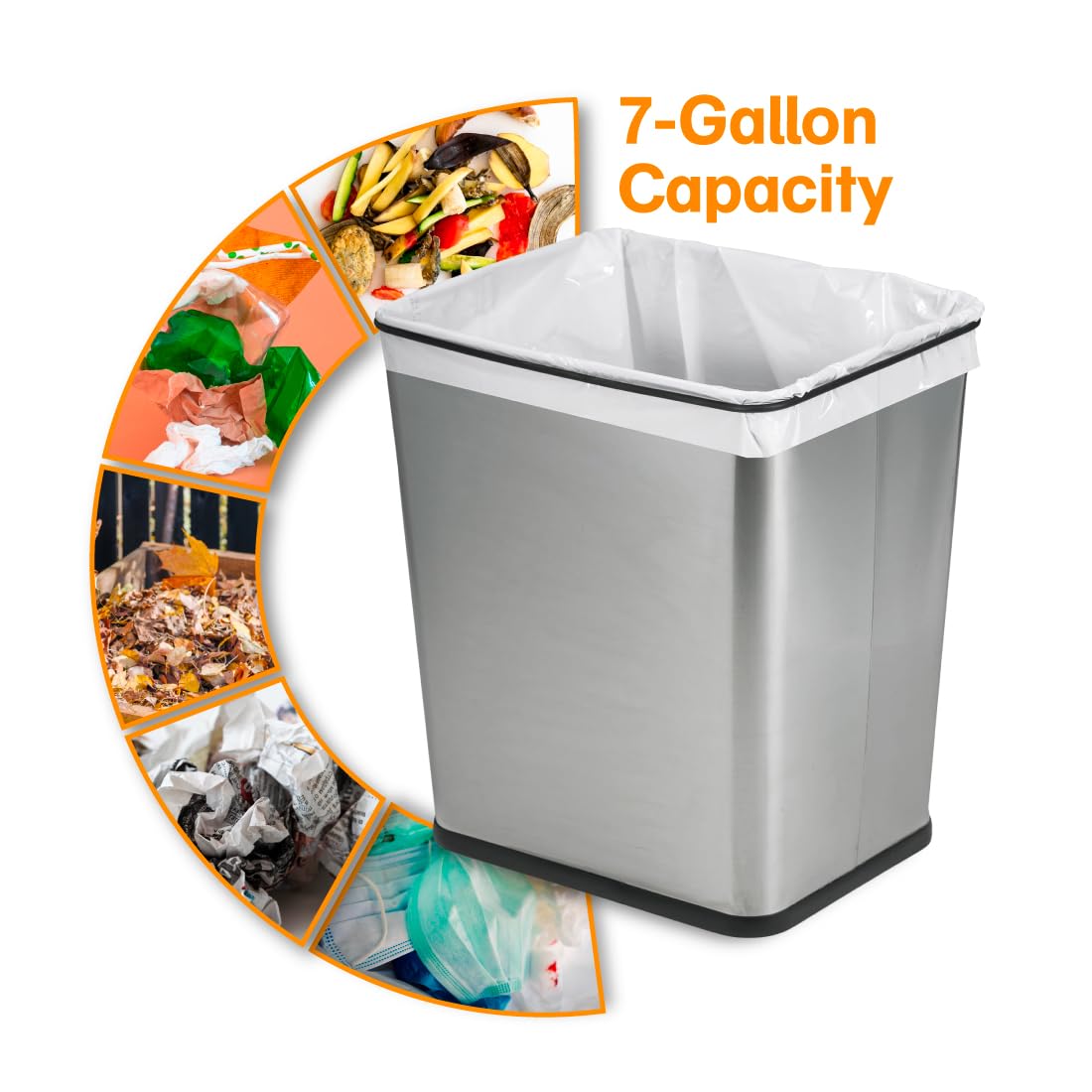 Snapklik.com : 7 Gallon, Undersink, No Skid Rubber Base, Brushed ...