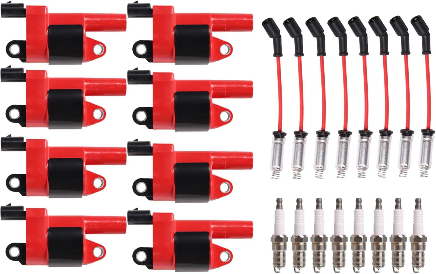 Amazon.com: ENA 8 Red Ignition Coil with Spark Plug and Red Wire Set ...