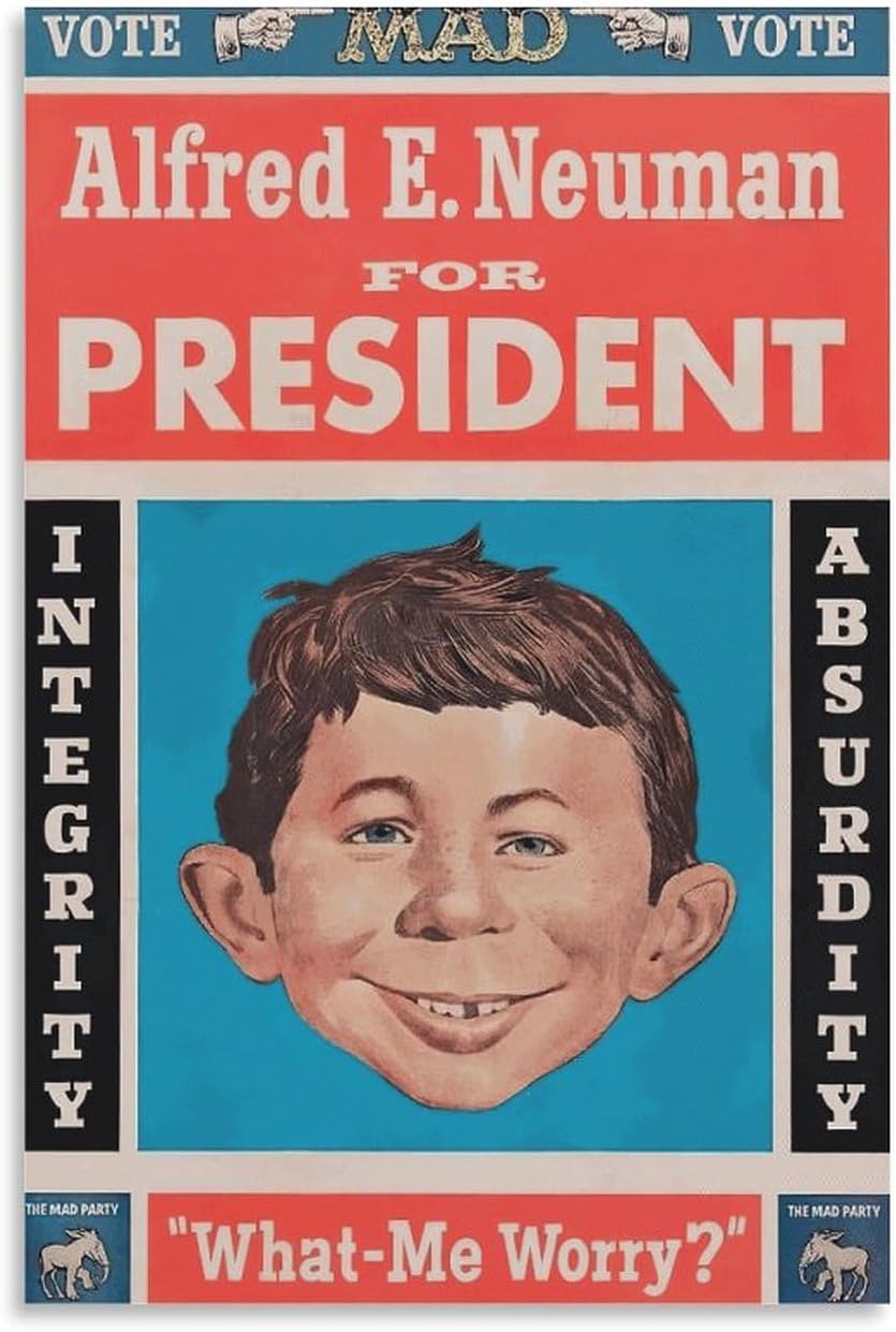 Amazon.com: Alfred E. Neuman Poster Vintage Humor Canvas Wall Art ...