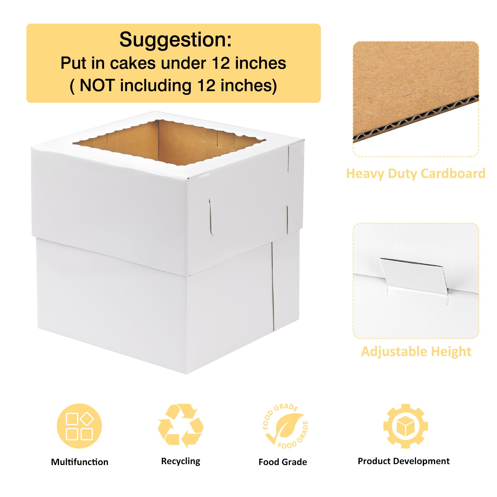 Snapklik.com : Moretoes 6 Pack 12x12x12 Inches Tall Cake Boxes