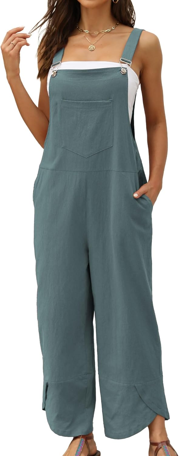 Amazon.com: Hixiaohe Women's Casual Long Bib Pants Wide Leg Jumpsuits ...