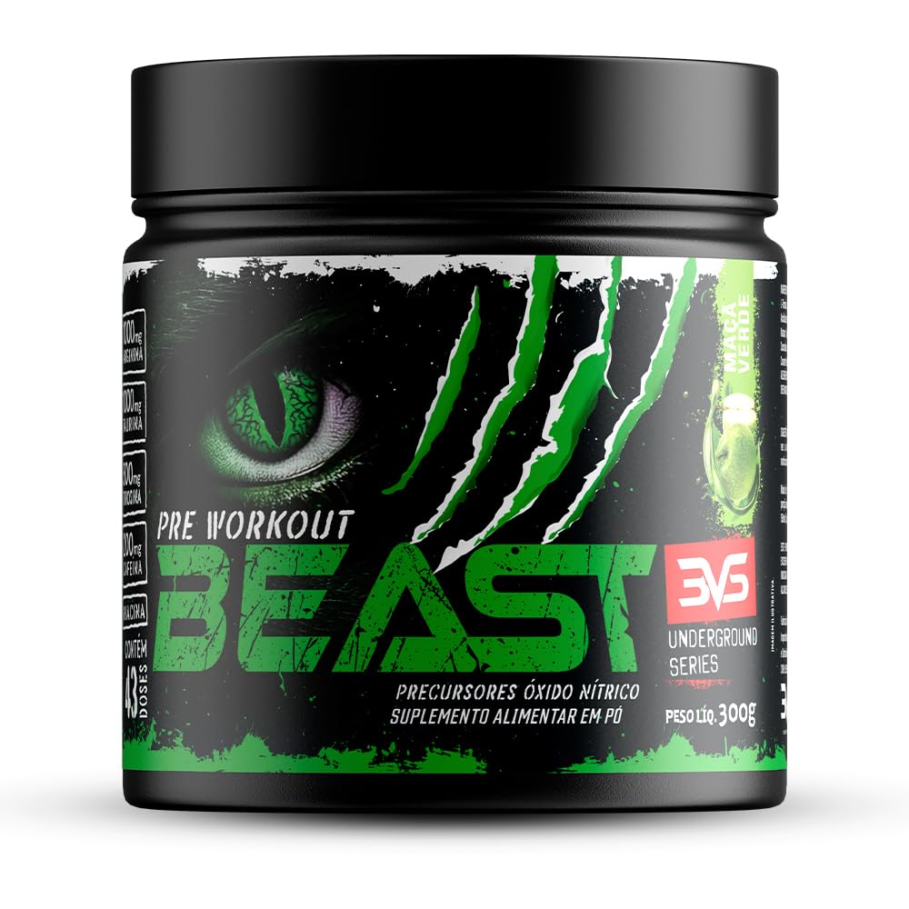 3VS Nutrition Pré-Treino Beast 300g Sabor Maça Verde | Amazon.com.br