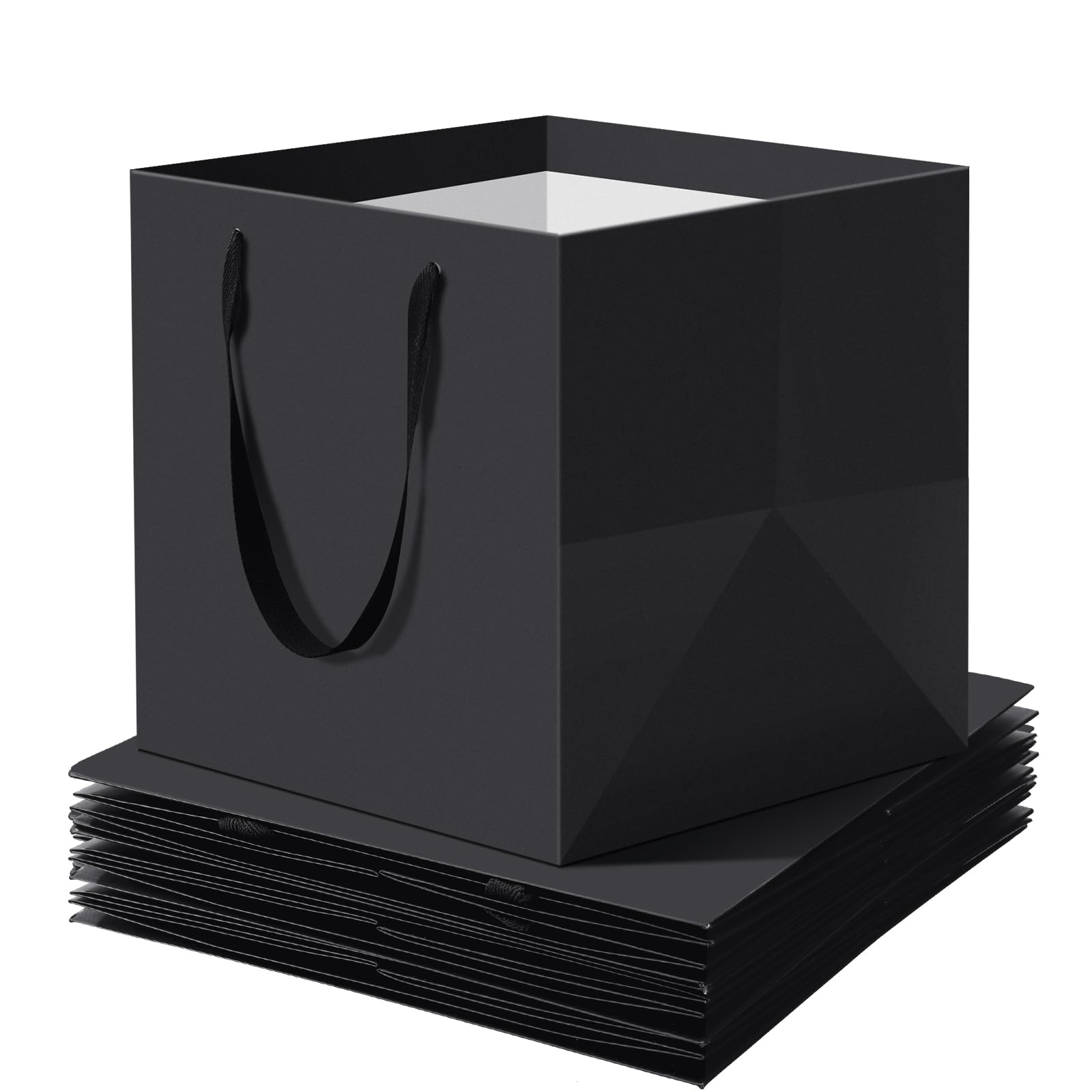 Amazon.com: Tenceur 50 Pack Black Gift Bags with Handles 10 x 10 x 10 ...