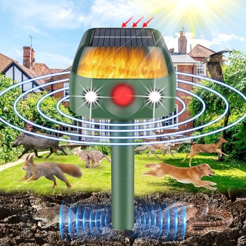 Outdoor Cat Repeller, 360° Solar Ultrasonic Animal Repellent with ...