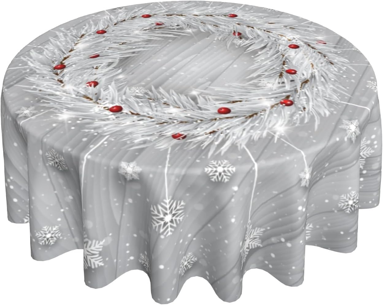 Amazon.com: Giwawa Silver Snowflakes Round Tablecloth 60Inch Christmas ...