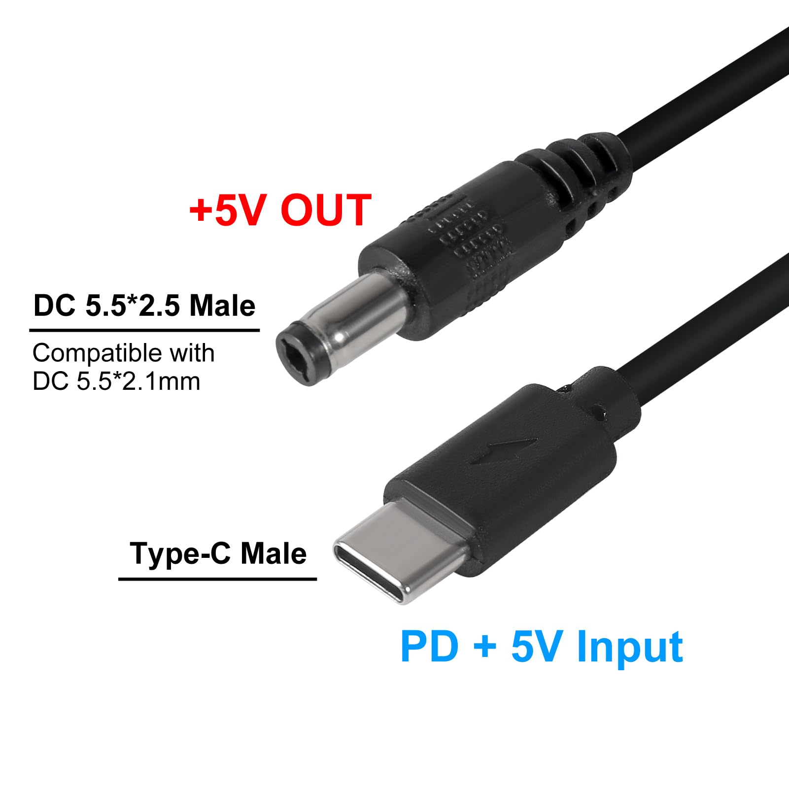 Snapklik.com : AITRIP 2PCS DC To Type C USB PD 9V 12V 15V 20V 55x21mm 2 ...