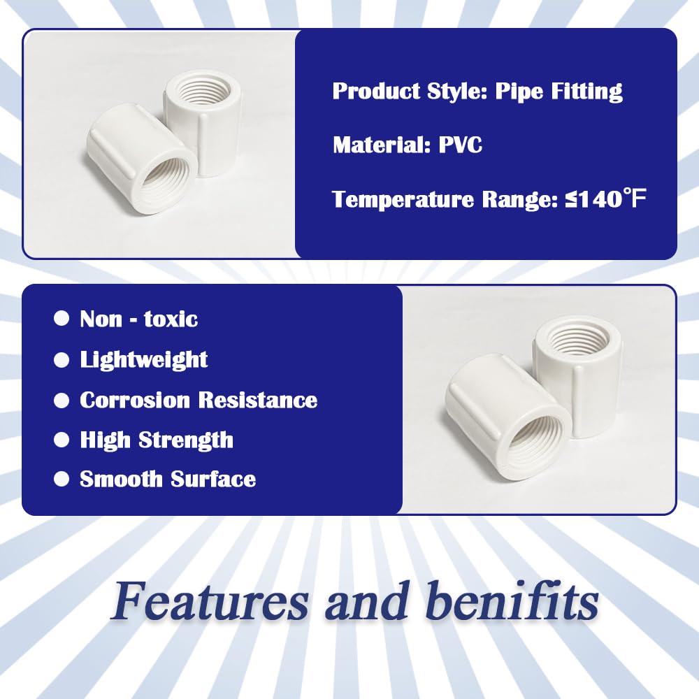 Snapklik.com : HayEastdor 12PCS 1/2 Inch Female Threaded PVC Pipe ...