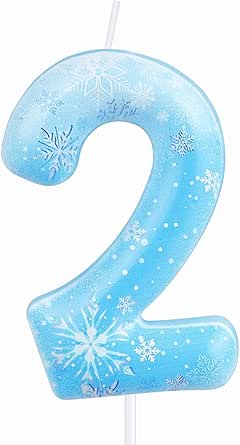 Amazon.com: iNINGER Blue 2nd Birthday Candles, Frozen Snow Themed ...