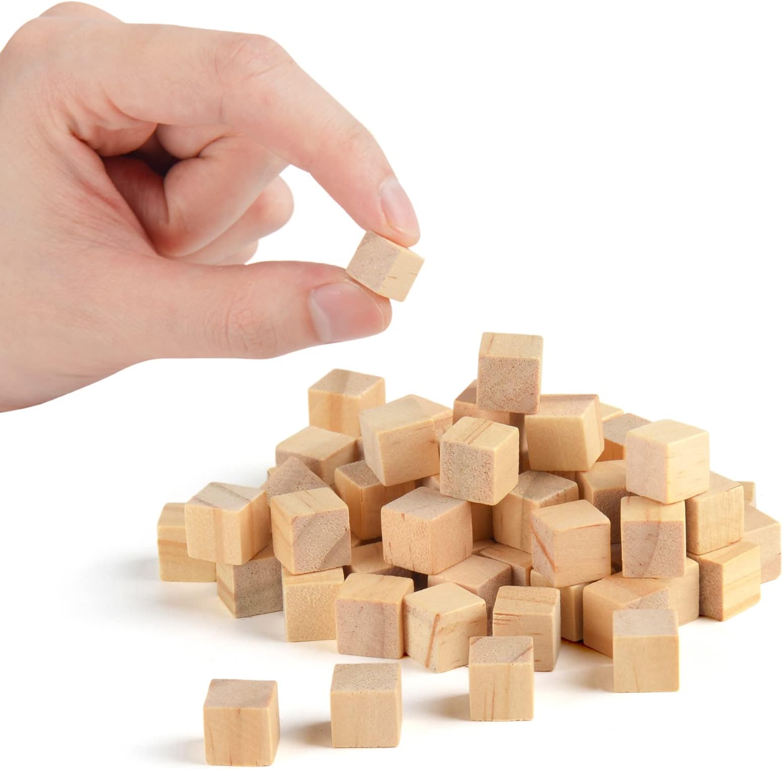 Amazon.com: Wooden Cubes 100pcs, 1cm Small Wood Blocks Unfinished Wood ...