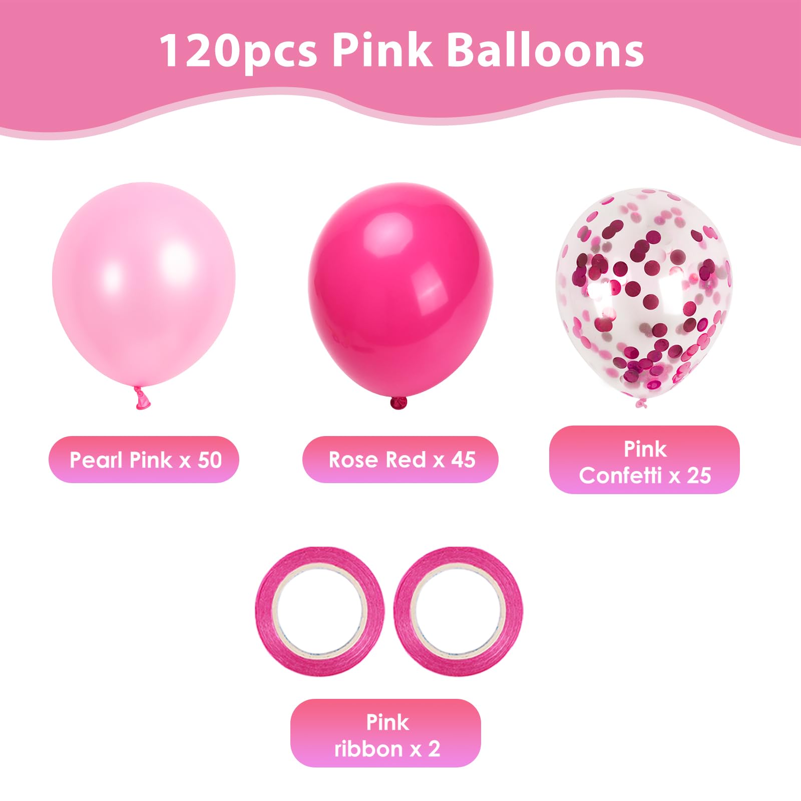 Snapklik.com : RUBFAC 120pcs 12 Inches Pink Balloons Arch Garland Kit
