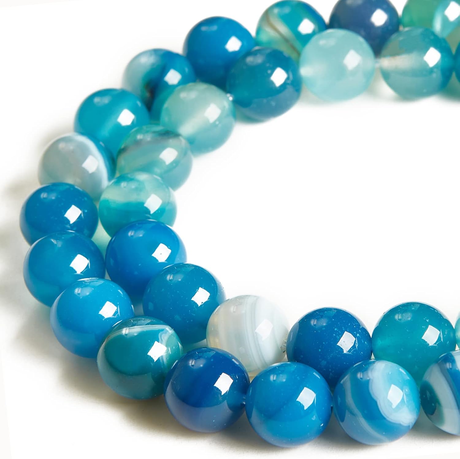 Amazon.com: 100pcs 6mm Blue Striped Agate Beads Natural Gemstone Beads ...