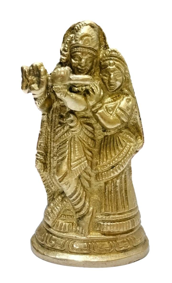Buy athizay Brass Radha Krishna Idols Small Size Golden Metal Radha ...