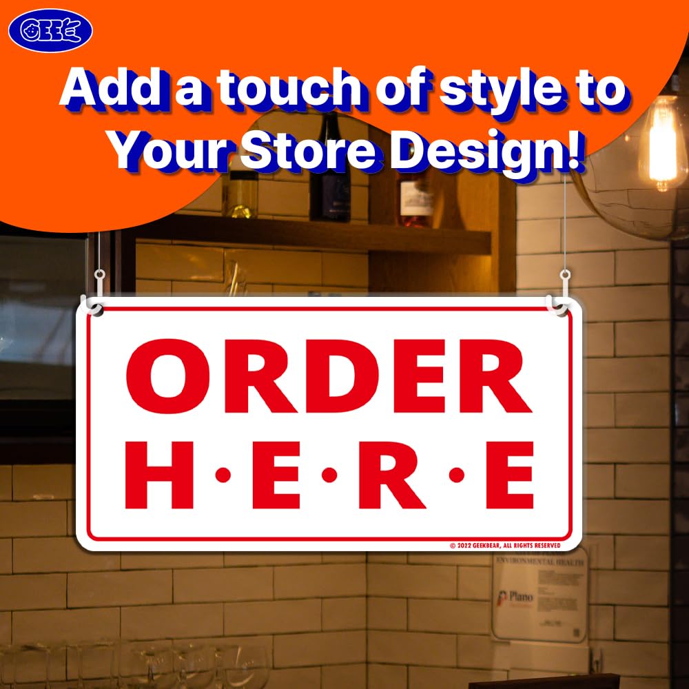 GEEKBEAR Order Here and Pick Up Here Signs (White) – Premium Order Here ...