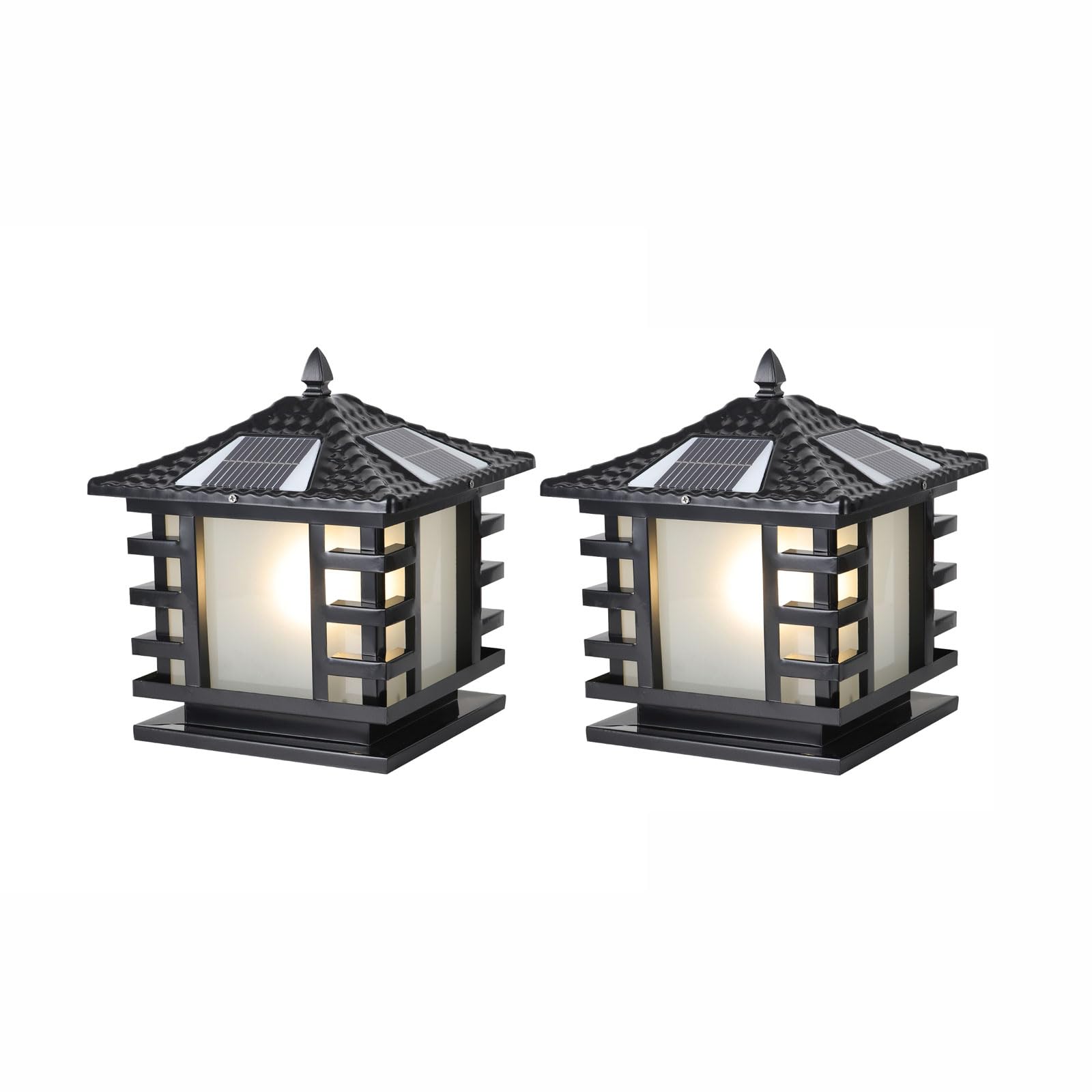 DAHGEO Solar Column Lights Sensor Outdoor Post Lights with Power Base 2 ...