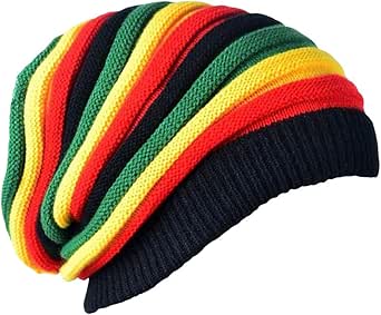Amazon.com: Unisex Jamaica Reggae Hat Rainbow Stripes Fashion Slouch ...