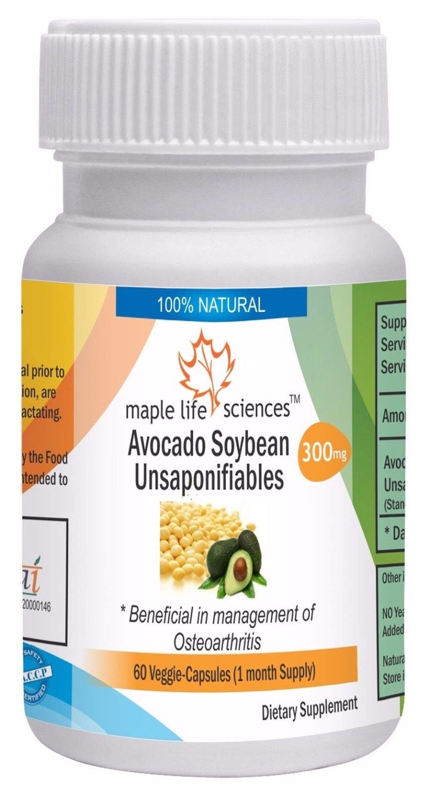 Avocado Soybean Unsaponifiables (ASU) - 300mg - 60 Vegan Capsules ...
