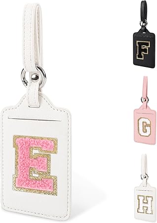 Amazon.com | Personalized Initial A-Z Luggage Tag for Suitcases, PU Leather Luggage Tags with ...