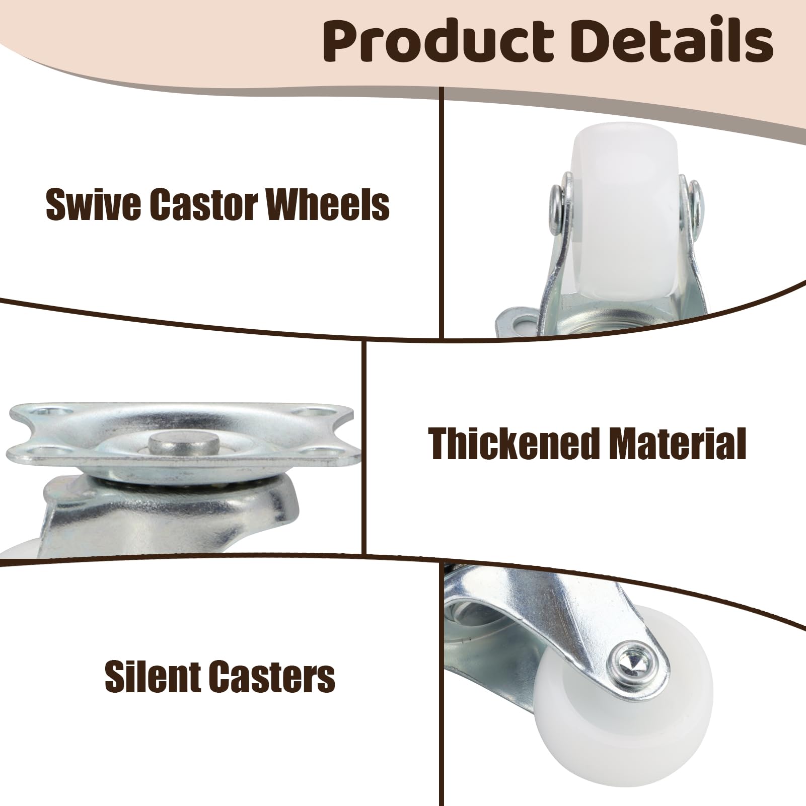 4PCS Small Swive Castor Wheels, 25mm Heavy Duty Caster Wheels Set of 4 ...