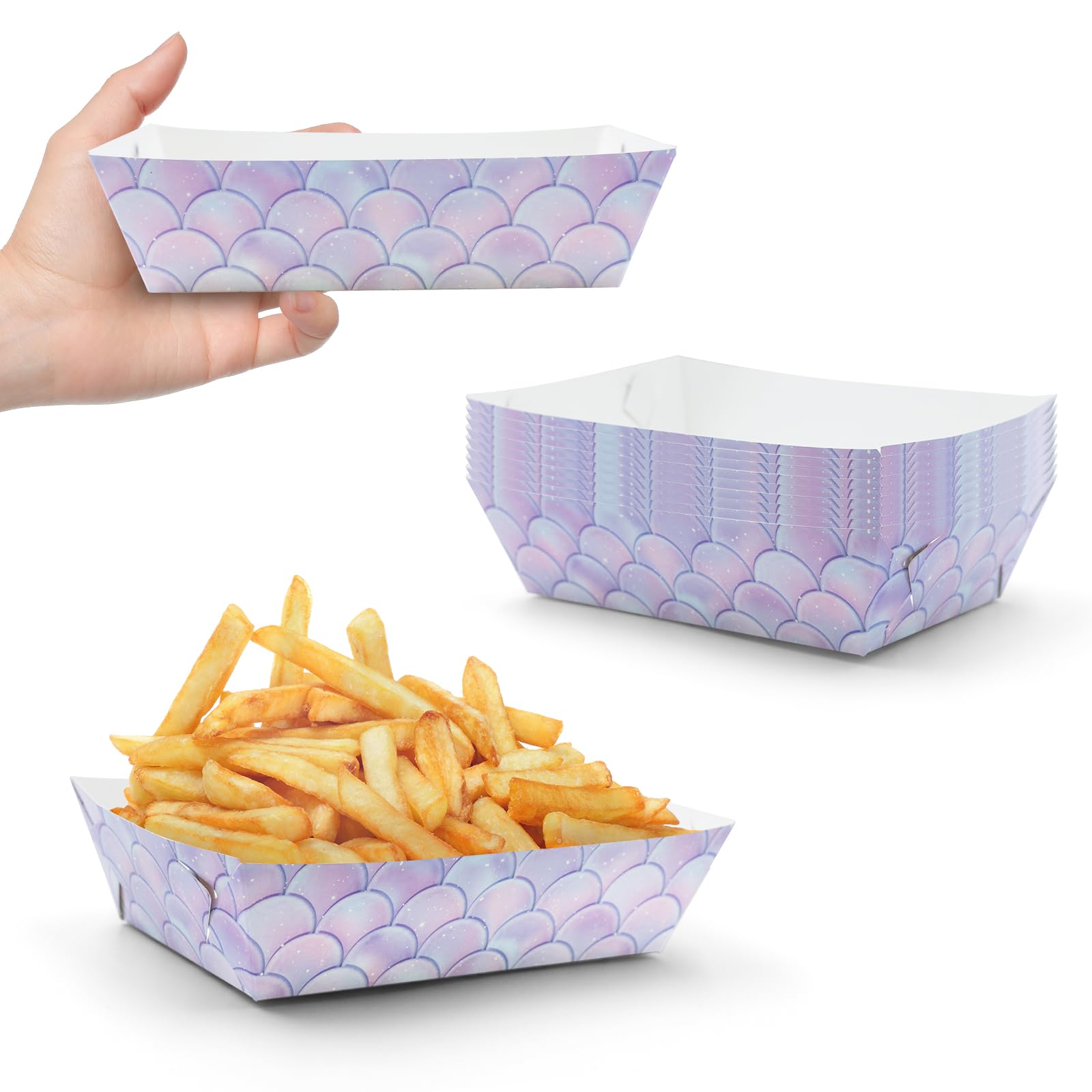 Amazon.com: 100 Packs Mermaid Paper Food Trays Mermaid Birthday Party ...