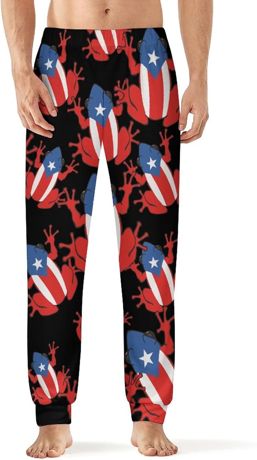 Puerto Rico Frog Men's Pajama Pants Soft Lounge Bottoms With Pocket ...