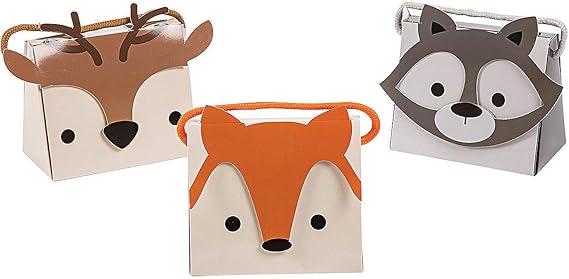 Amazon.com: Woodland Party Animal Shaped Boxes - Party Supplies - 12 ...