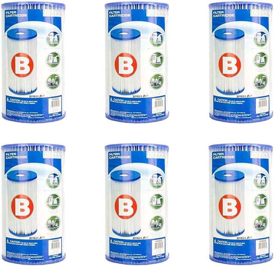 Amazon.com : Intex Corp Type B Pool Filter Cartridge (6pk) - 59905 ...