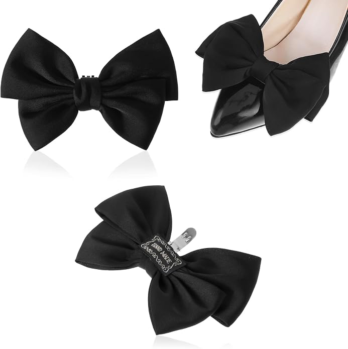 Amazon.com: Mabor 2 Pcs Women Bow Shoe Clips Detachable Satin ...