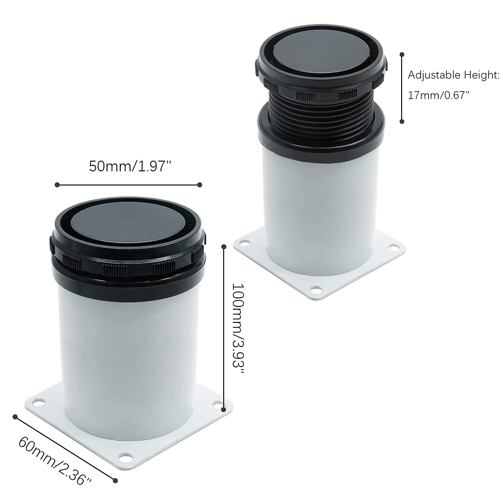 Snapklik.com : Kyuionty 4 Pack Adjustable Furniture Legs 4 Inch ...