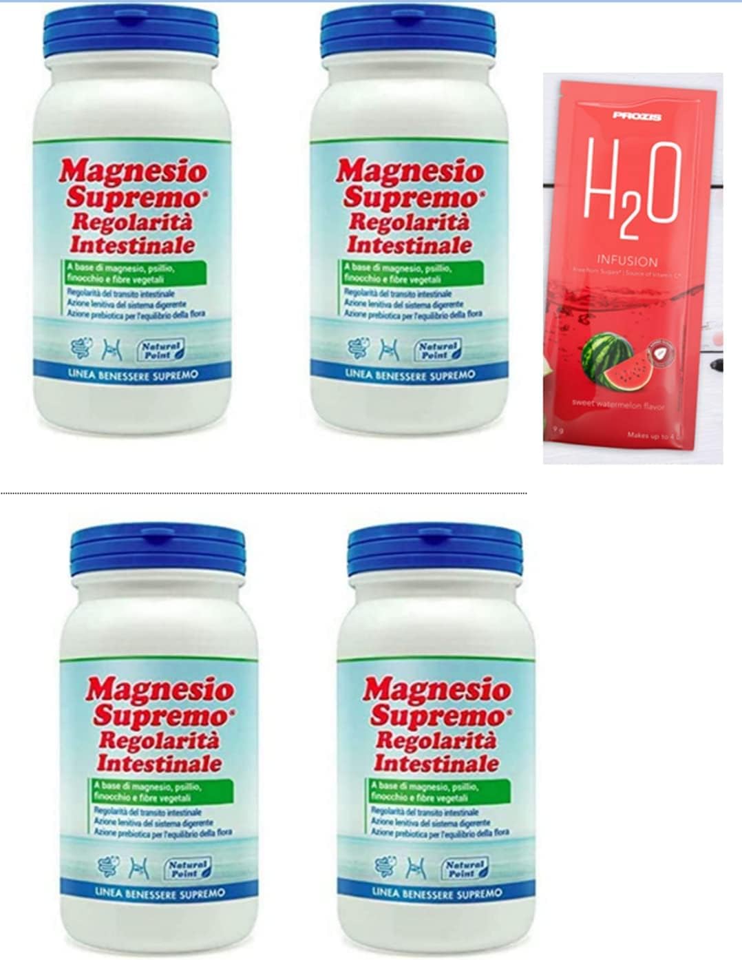 Magnesio Supremo Regolarità 600 gr (pack 4 x 150 gr) + H2O Prozis ...