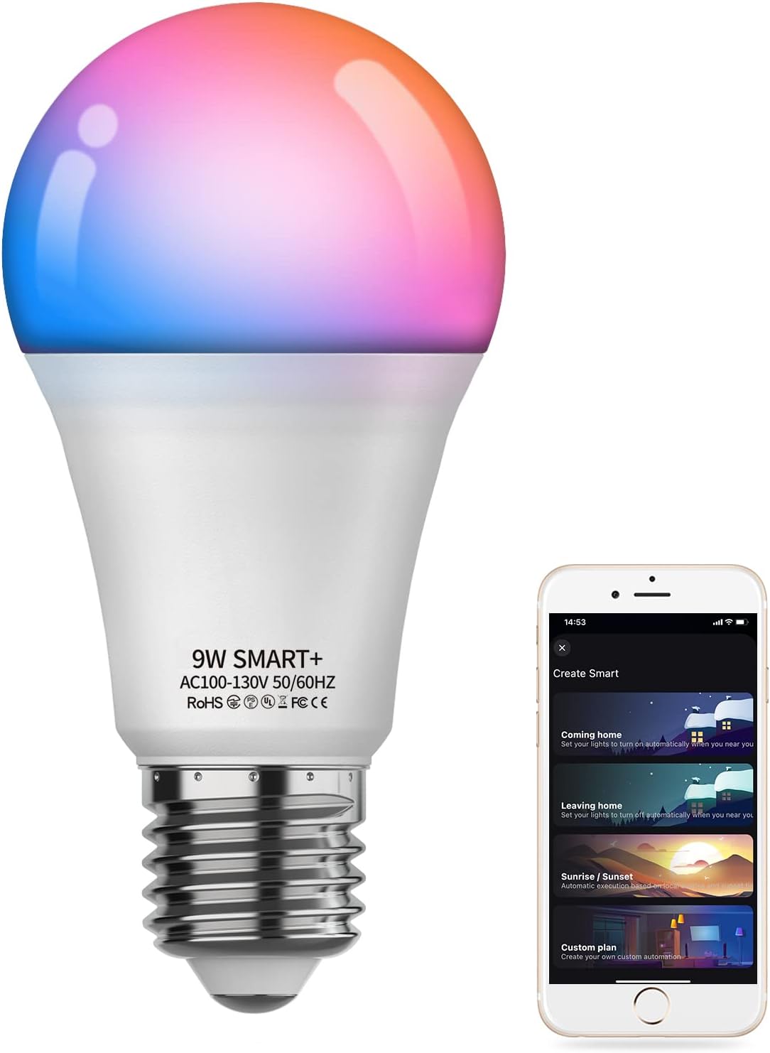 Vont Smart Light Bulbs [2 Pack], WiFi 2.4GHz & Bluetooth 5.0 ...