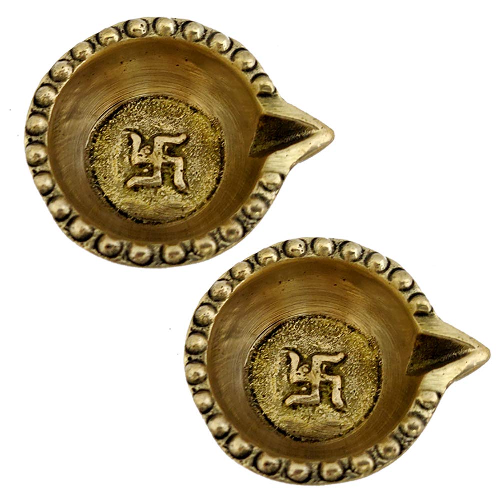 Home Decor Diya Lamp Indian Pure Brass Hindu Auspicious Symbol ...