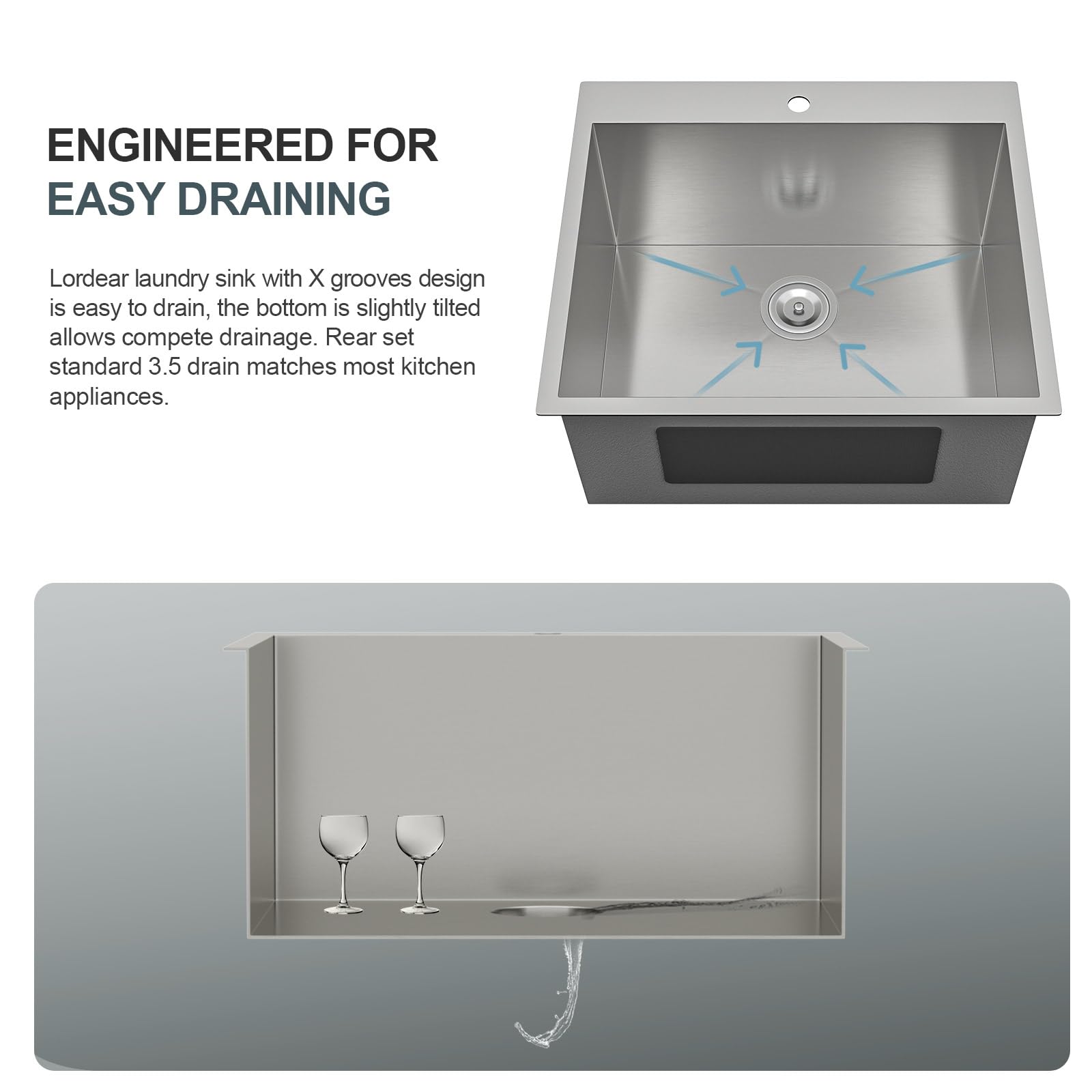 Snapklik.com : Drop In Utility Sink 25"x22"x12" Laundry Room Sinks 16 ...