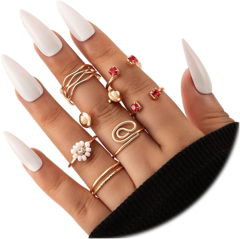 Amazon.com: CJIAYUJEW Boho Knuckle Stacking Rings for Teen Girls ...