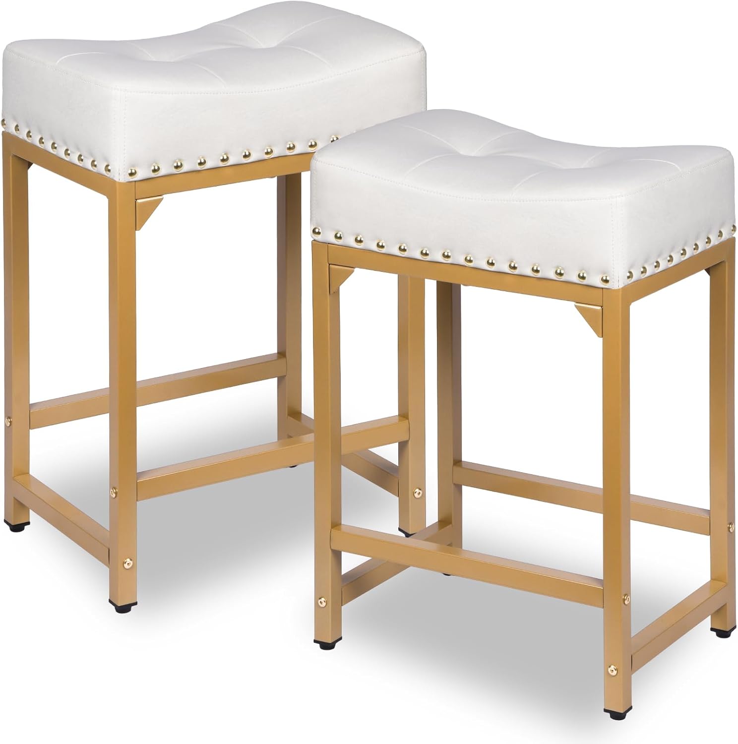 Amazon.com: FLYZC White & Gold Bar Stools Set of 2, Counter Stools Bar ...